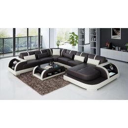 JVmoebel Ecksofa Modern Ledersofa Couch Design Ecksofa Eck Garnitur Sofa Licht USB