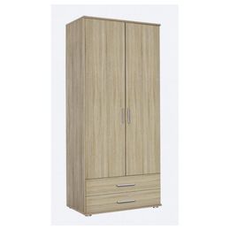 Rauch Drehtürenschrank Kleiderschrank Stauraumschrank Jugenzimmerschrank Eiche Sägerau Dekor Nb. 85 cm 2trg. Rasant