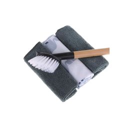 Macosa Home Reinigungsbürsten-Set Spülbürste & Spültücher Set Grau Nylonborsten Holzgriff Mikrofaser