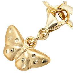 Schmuck Krone Kettenanhänger Charm Anhänger Einhänger Schmetterling aus 333 Gold mattiert Charms Dangle