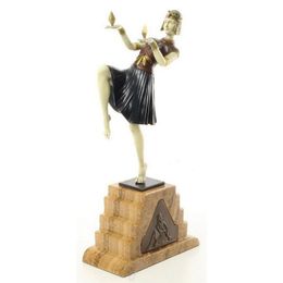 Casa Padrino Dekofigur Luxus Bronzefigur Ägytische Tänzerin Mehrfarbig / Beige 17 x 9 x H. 37 cm