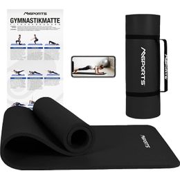 MSPORTS® Gymnastikmatte Yogamatte rutschfest inkl. Tragegurt + Poster + Workout App