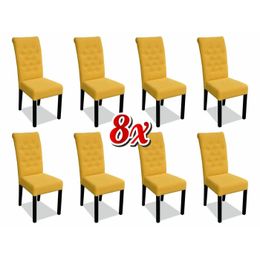 JVmoebel Stuhl, Chesterfield 8x Sessel Design Polster Stühle Stuhl Klassische Lehn Textil Holz