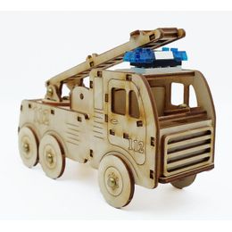 DeColibri Spielzeug-Feuerwehr Bastelset Basteln Kinder Erwachsene Holz Feuerwehr