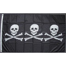 flaggenmeer Flagge Pirat mit drei Totenköpfen 80 g/m²