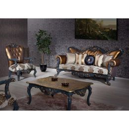 JVmoebel Wohnzimmer-Set Möbel Klassische Sofagarnitur Couch Chesterfield 3+1+ Tisch