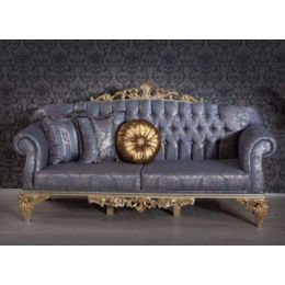 JVmoebel Wohnzimmer-Set Sofa 3 Sitzer Textil Sessel Couch Polster Möbel 3+1 Dreisitzer Blau