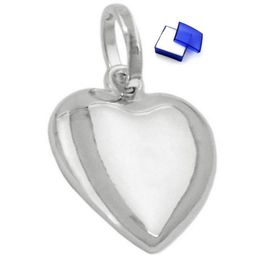 unbespielt Herzanhänger Anhänger Herz rhodiniert 925 Silber 10 mm inkl. kleiner Schmuckbox
