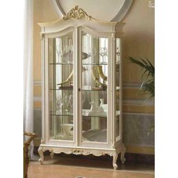 JVmoebel Vitrine Vitrine Schrank Vitrinen Wohnzimmer Schau Schränke Design Barock Rokoko Weiß neu