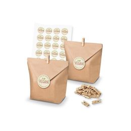 itenga Geschenkpapier itenga SET Geschenktüten "Vegan" unlackiert (Motiv 112) 24 x Tüten + K