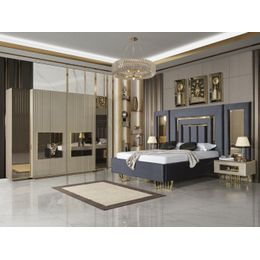 JVmoebel Schlafzimmer-Set Luxus Schlafzimmer Möbel Bett + 2x Nachttisch Kleiderschrank 4tlg.