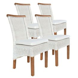 soma Sessel Soma Esszimmer-Stühle Set Rattanstühle Perth 4 Stück weiß