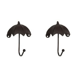 Clayre & Eef Clayre & Eef Zierhaken, Vintage 2er Set Wandhaken in Form von Regenschirmen Modell UMBRE
