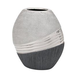 Dekohelden24 Dekovase Edle moderne Deko Designer Keramik Vase in silber- (1 Vase