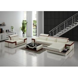 JVmoebel Ecksofa, Wohnlandschaft Ecksofa L-Form Sessel Set Modern Sofa Leder Couch 2tlg.