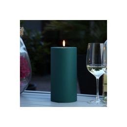 Deluxe Homeart LED-Kerze MIA Deluxe für Außen flackernd H: 20cm D: 10cm outdoor dunkelgrün (1-tlg)