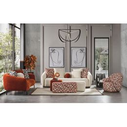 JVmoebel Wohnzimmer-Set Komplette Couchgarnitur Sofagarnitur Sofa 431 Orange Stoff 4tlg