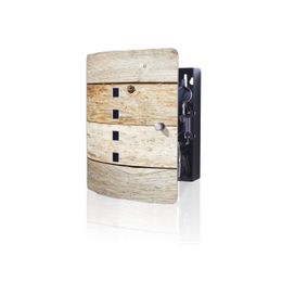 Banjado Schlüsselkasten Edelstahl Graues Holz (verstellbarer Magnetverschluss