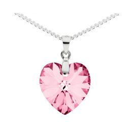 LÖB Kette mit Anhänger Damen Halskette Silber Herz Anhänger Kristall Rosa Mädchen Herzkette (Geschenke für Frauen zum Geburtstag Weihnachten Weihnachtsgeschenke)