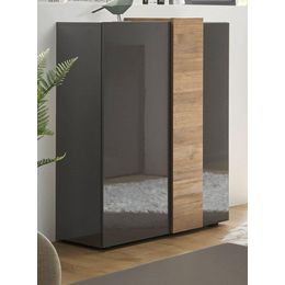 MCA furniture Highboard Positano (Kommode im grau Hochglanz mit Eiche