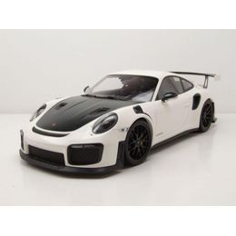 Minichamps Modellauto Porsche 911 (991.2) GT2 RS 2018 weiß mit schwarzen magnesium Felgen