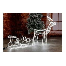 GartenHero Weihnachtsfigur Rentier Schlitten 288 LED Lichterkette innen außen Weihnachten Deko