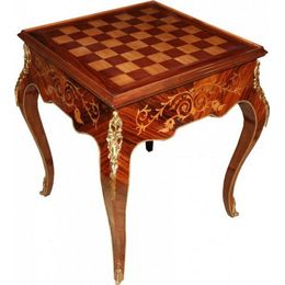 Casa Padrino Gamingtisch Art Deco Spieltisch Schach / Backgammon Tisch Mahagoni Braun Intarsien L 60 x B 60 x H 71 cm
