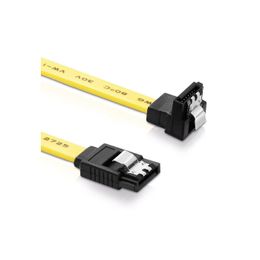 conecto 15 cm SATA-Kabel 6 GB/s mit Metall-Clip und einem Winkel-Stecker gelb Computer-Kabel