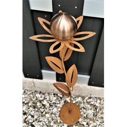 Jürgen Bocker - Gartenambiente Gartenstecker Blume Paris Corten 77 cm mit Kugel und Standfuß