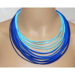 traumschmuck Statementkette 393h Statement Kette Collier Textil mehrreihig blautöne (Geschenk