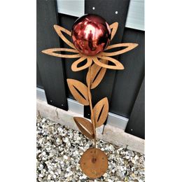 Jürgen Bocker - Gartenambiente Gartenstecker Blume Paris Corten 77 cm mit Kugel und Standfuß