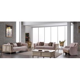 JVmoebel Wohnzimmer-Set Garnitur Sofagarnitur 3+3+1 Sitzer Sofa Couch Polster Stoff Set 2tlg