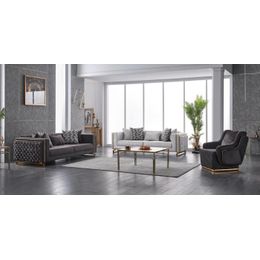 JVmoebel Wohnzimmer-Set Design Sofagarnitur 3+3+1 Couch Möbel Polstergarnitur Stoffsofa