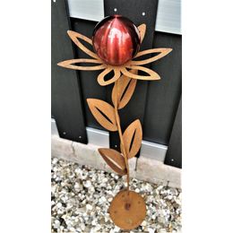 Jürgen Bocker - Gartenambiente Gartenstecker Blume Paris Corten 77 cm mit Kugel und Standfuß