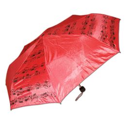 Taschenregenschirm REGENSCHIRM Ø98cm ROT mit Noten Manuell Länge 25-57cm 1014T (Rot)