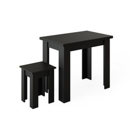 VICCO Esstisch Serviertisch mit Hocker ROMAN Schwarz