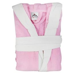 Meltem Kinderbademantel mit Kapuze Bindegürtel Schalkragen Rosa Motiv: gelber Bär 6-7 Jahre