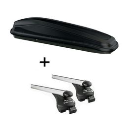 VDP Dachbox, Dachbox JUEASY300 300Ltr schwarz + Relingträger Quick XL kompatibel mit Ford Connect (Grand Tourneo) ab 2014