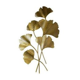 Florissima Wanddekoobjekt Wanddeko Metall 36x75cm Ginkgo Blätter gold Wandornament