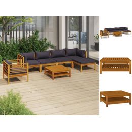 vidaXL Garten-Essgruppe 7-tlg Garten Lounge Set mit Auflage Massivholz Akazie Holz Sitzgruppe