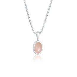 Elli Premium Kette mit Anhänger Basic Rosa Quarz Edelstein 925 Sterling Silber