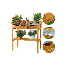Melko Pflanztisch Gartentisch Pflanztisch Blumentisch aus Fichtenholz in Braun Arbeitstisch Gärtnertisch Holztisch (Stück)