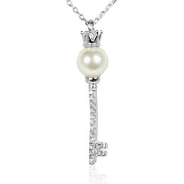LUISIA® Kette mit Anhänger Filigrane Damen Halskette mit Strass Perlen Schlüssel