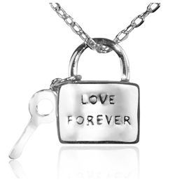 LUISIA® Kette mit Anhänger Filigrane Damen Halskette mit Liebesschloss "Love Forever"