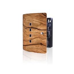 Banjado Schlüsselkasten Edelstahl Trockenes Holz (verstellbarer Magnetverschluss