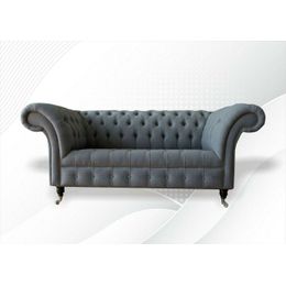 JVmoebel Chesterfield-Sofa Stilvoller Chesterfield 2 Sitzer Wohnzimmer Modern Grau Neu