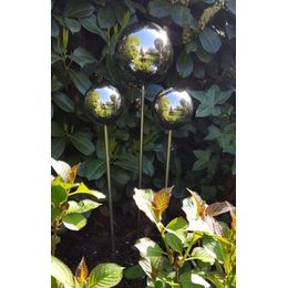 Jürgen Bocker - Gartenambiente Gartenstecker Rosenkugel Edelstahl poliert 3er-Set Kugel Stab 80 cm Gartenstecker