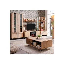 Homestyle4u Wohnwand Schrankwand Anbauwand 4 teilig Industrial Style Wohnzimmer-Set Modern