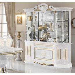 JVmoebel Vitrine Glasvitrine Vitrine Italienische Möbel Wohnzimmer Schrank Weiß Gold