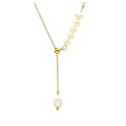 BUNGSA Goldkette Kette Y-Form mit Perlen gold aus Edelstahl Damen (1-tlg)